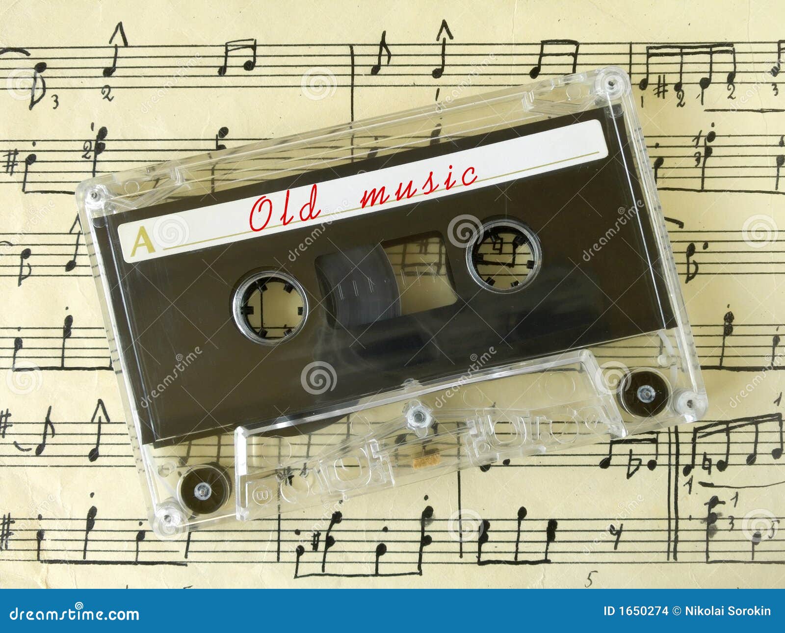 Cassette on Old Sheet Music Stock Photo - Image of design, note: 1650274