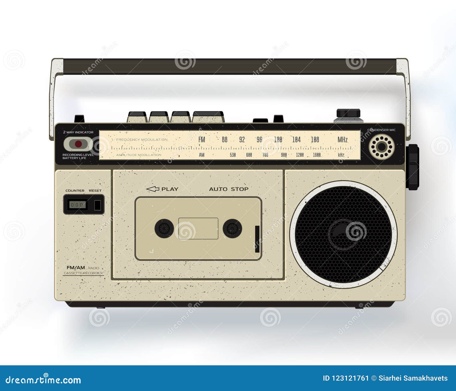 Cassette Retro Tape Recorder Portable With A Handle Royalty-Free Stock ...