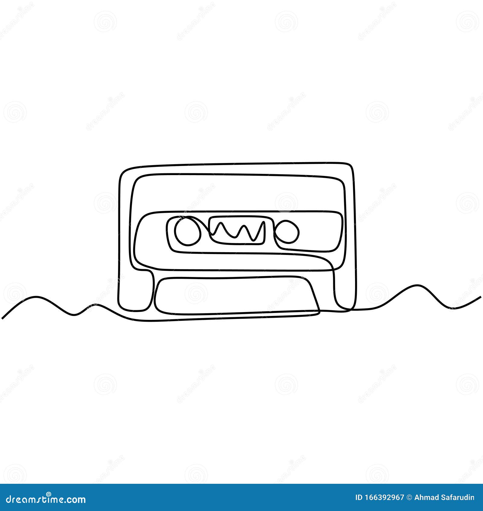 Cassette Tape Continuous One Line Drawing. Vector Audio Vintage With ...
