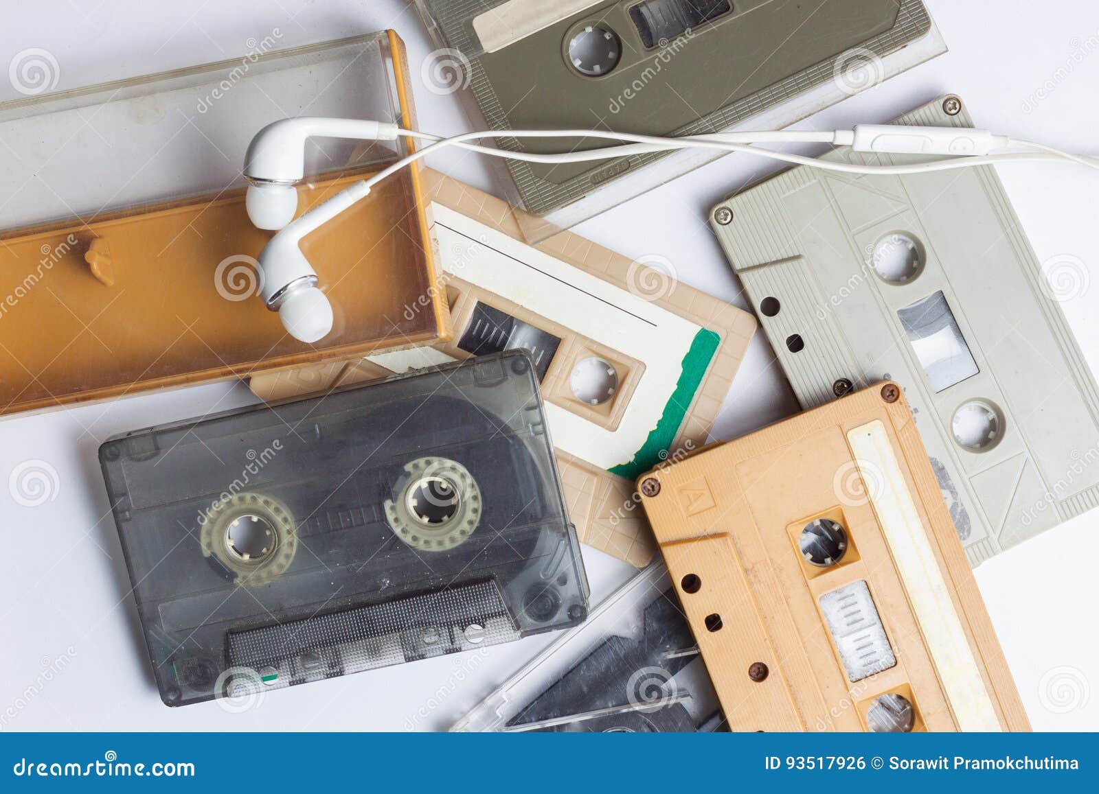 Cassette tape and earphone stock photo. Image of abstract - 93517926