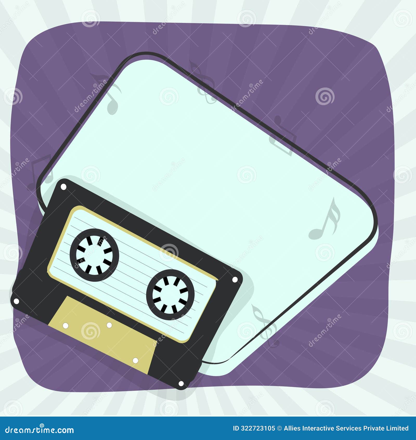 Cassette Tape with Music Notes and Space for Text or Message Stock ...