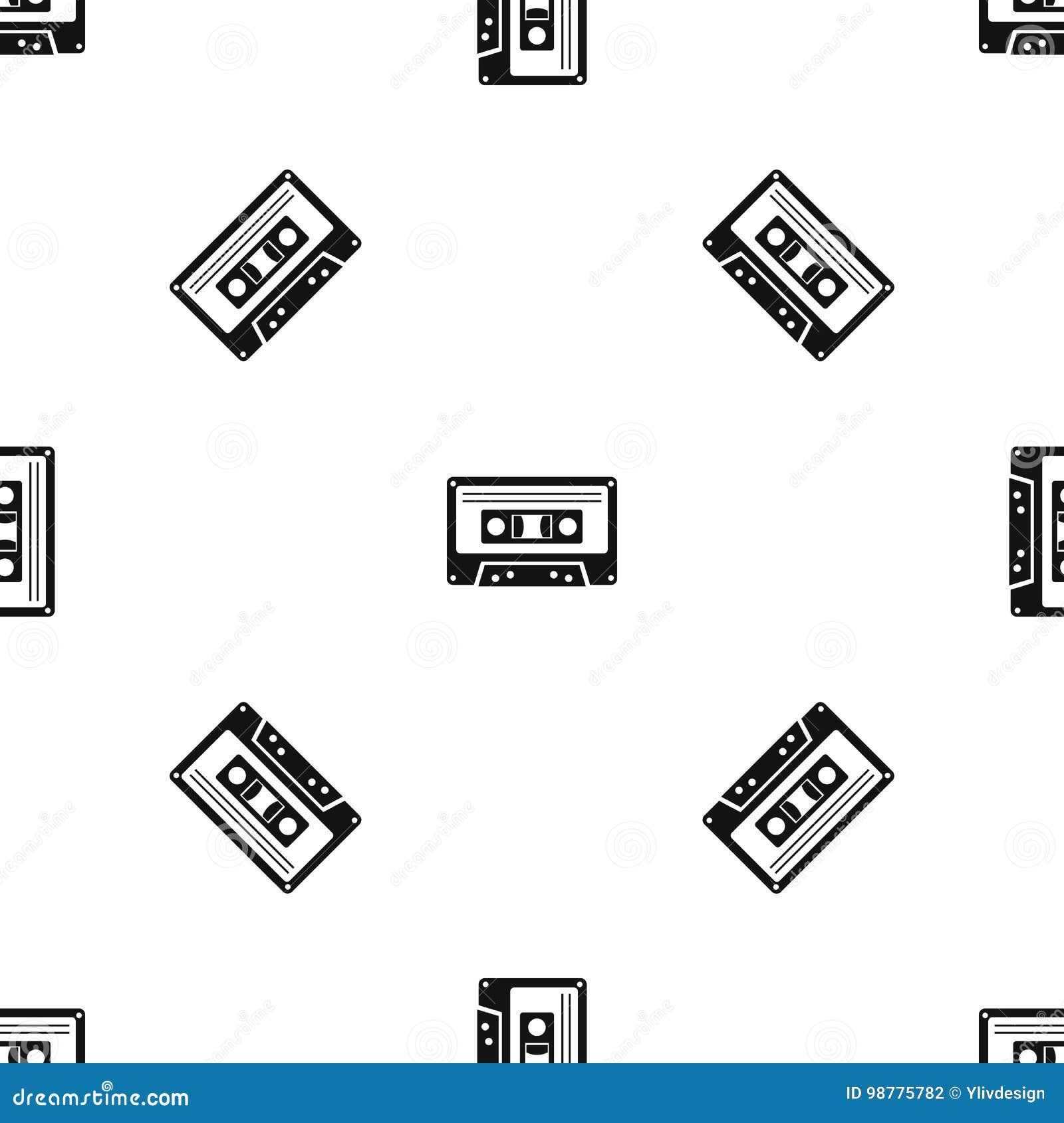 Cassette Tape Pattern Seamless Black Stock Vector - Illustration of ...