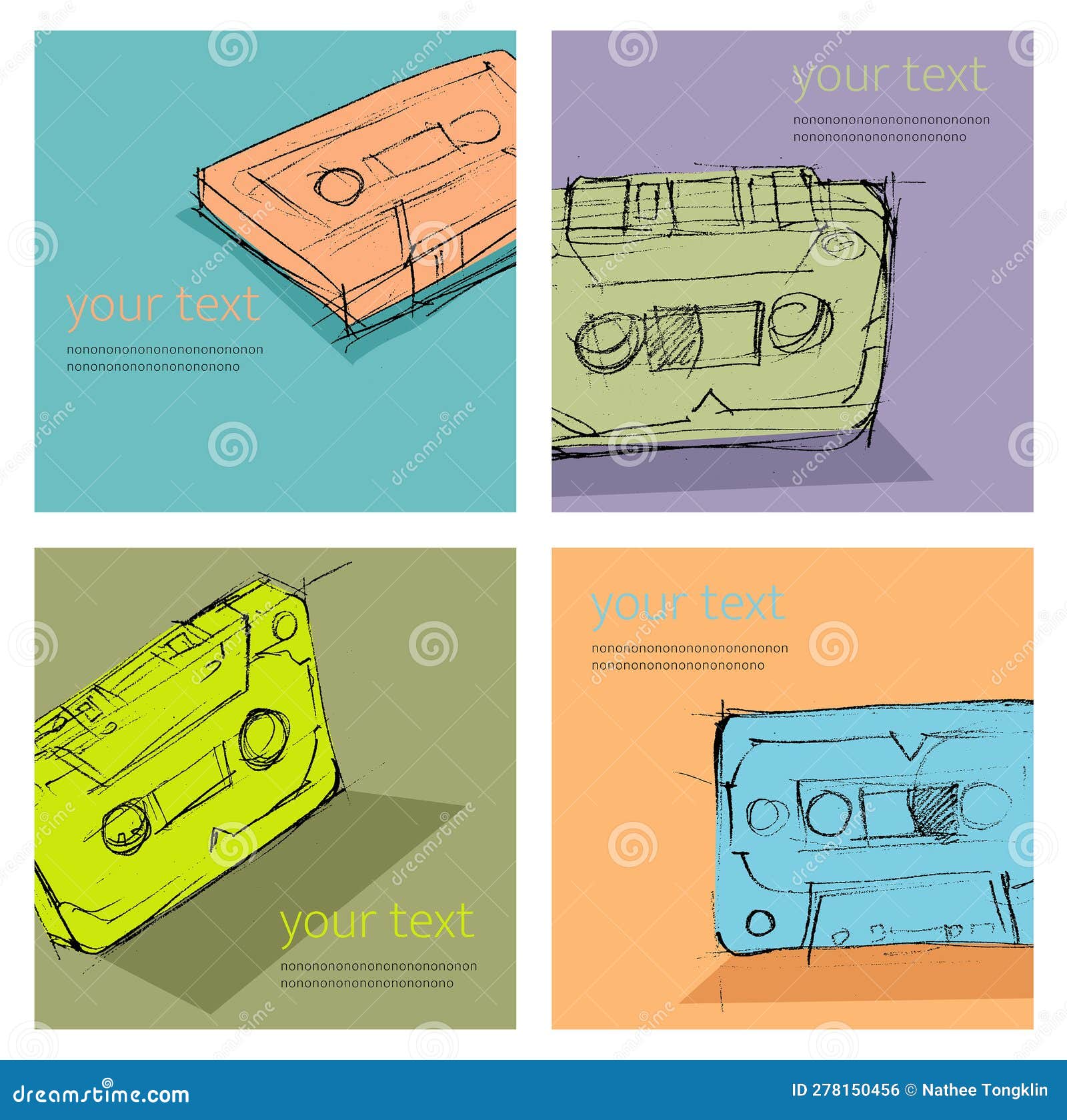Cassette tape rough sketch stock illustration. Illustration of retro ...
