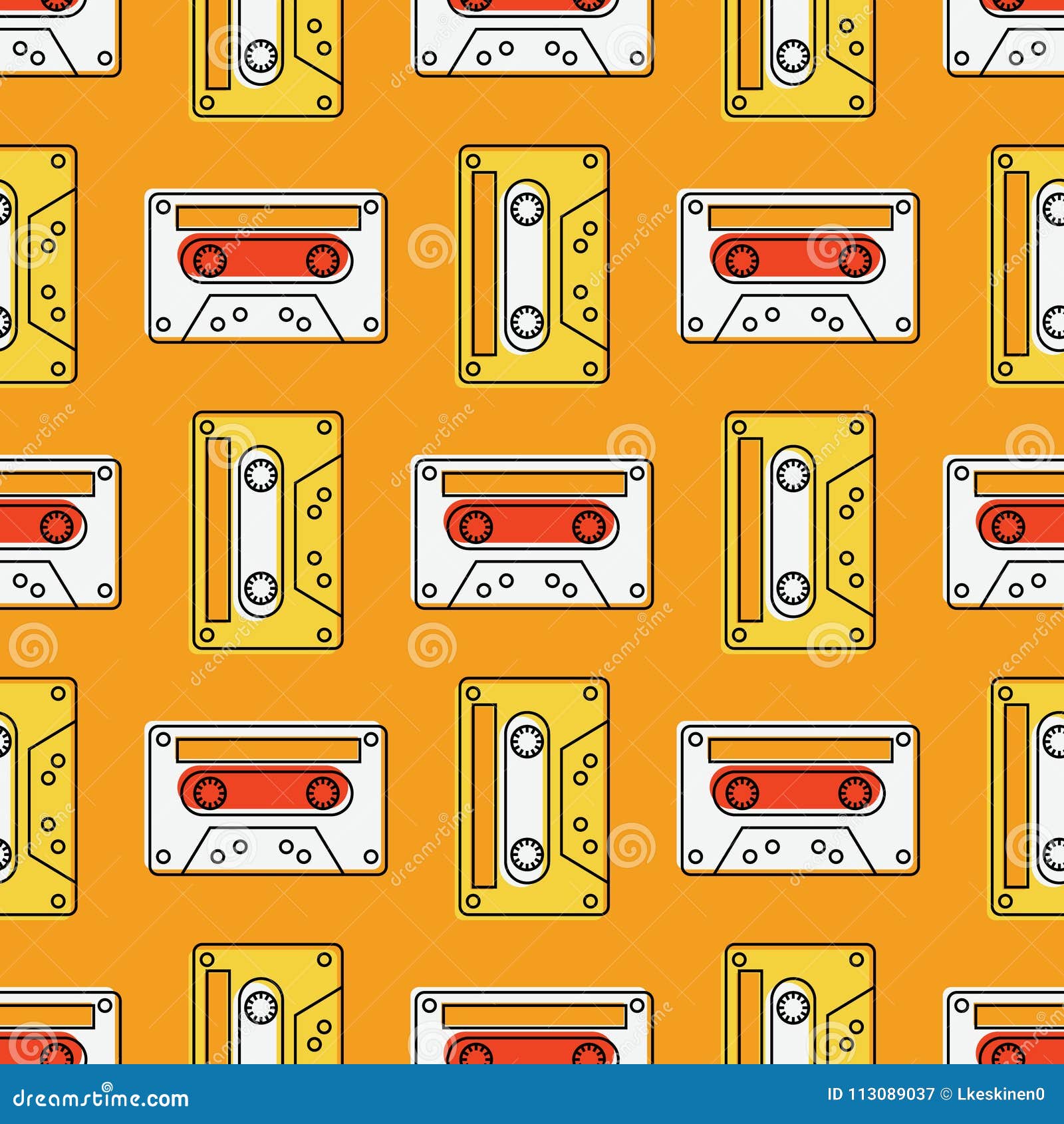 Cassette Tape Vintage Seamless Pattern Stock Vector - Illustration of ...