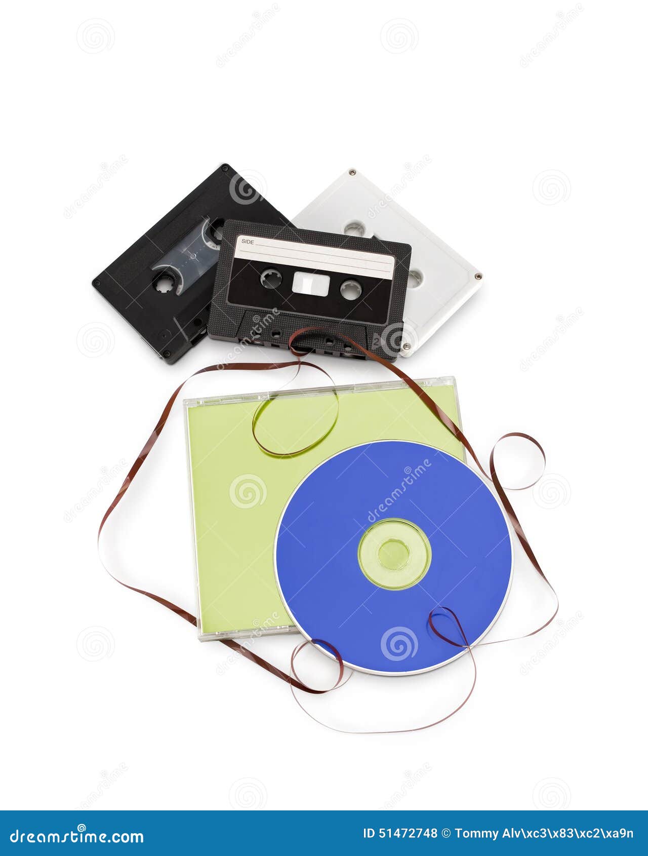 Cassette Tapes and Compact Disc CD. Stock Photo - Image of media ...