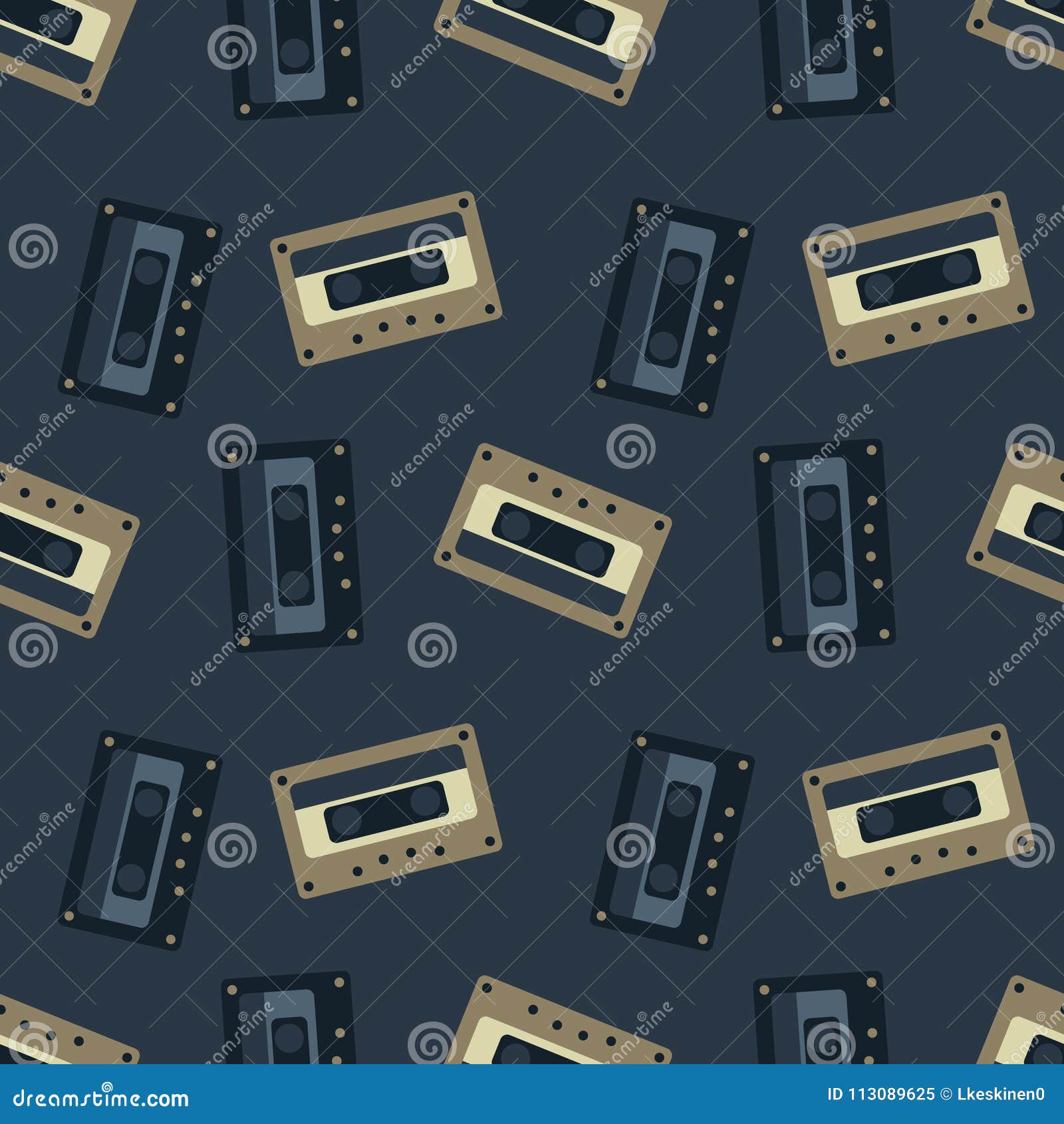 Cassette Tapes Floating Seamless Pattern Stock Vector - Illustration of ...