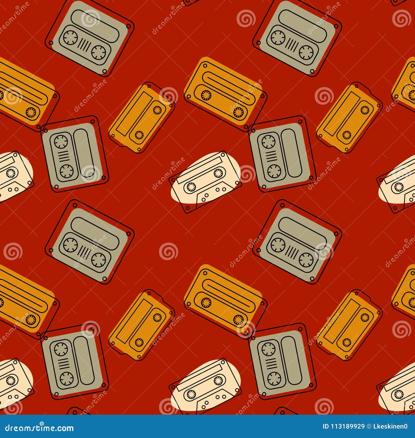 Cassette Tapes Floating Seamless Pattern Stock Vector - Illustration of ...