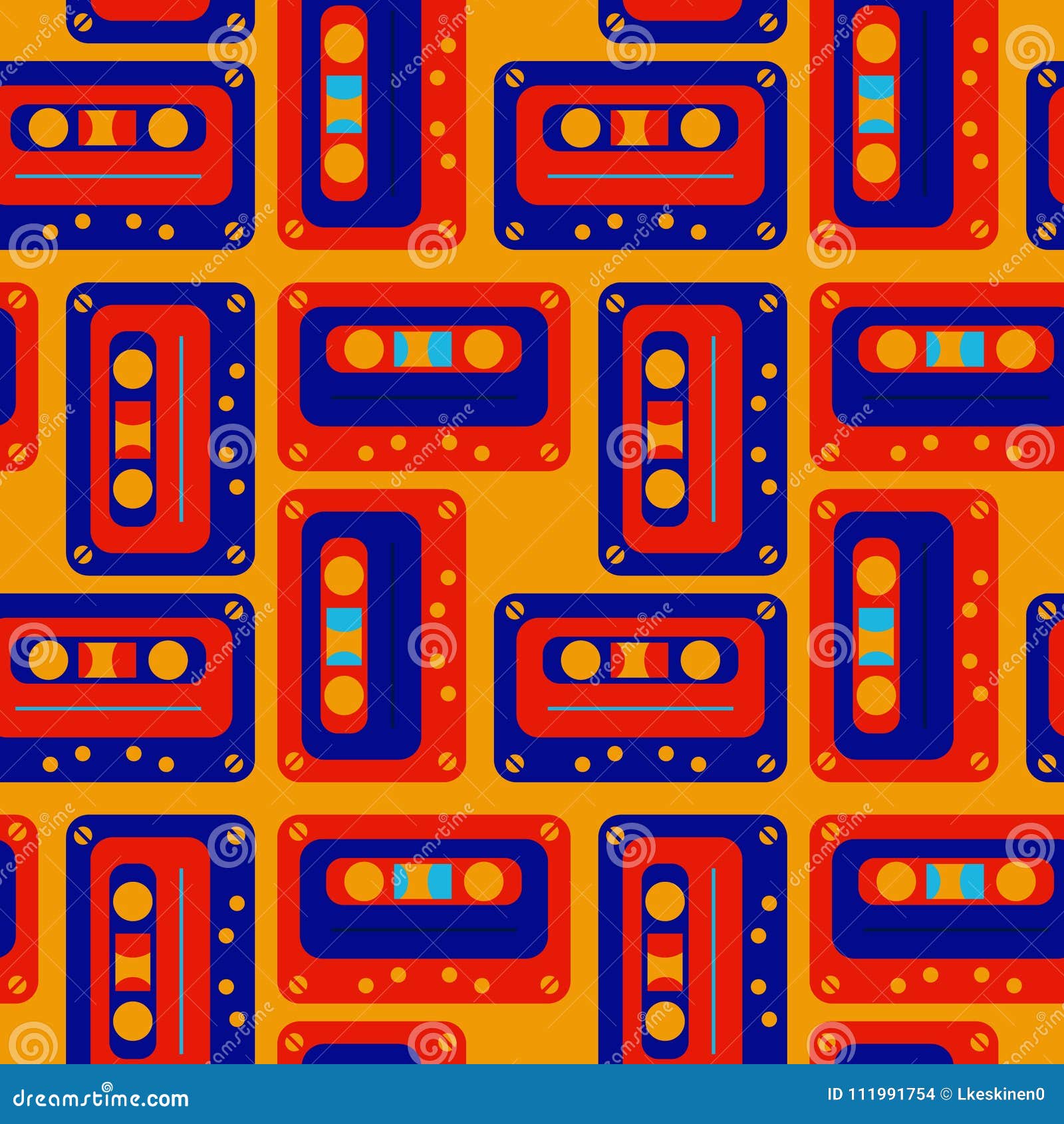 Cassette Tapes Order Grid Seamless Pattern Stock Vector - Illustration ...