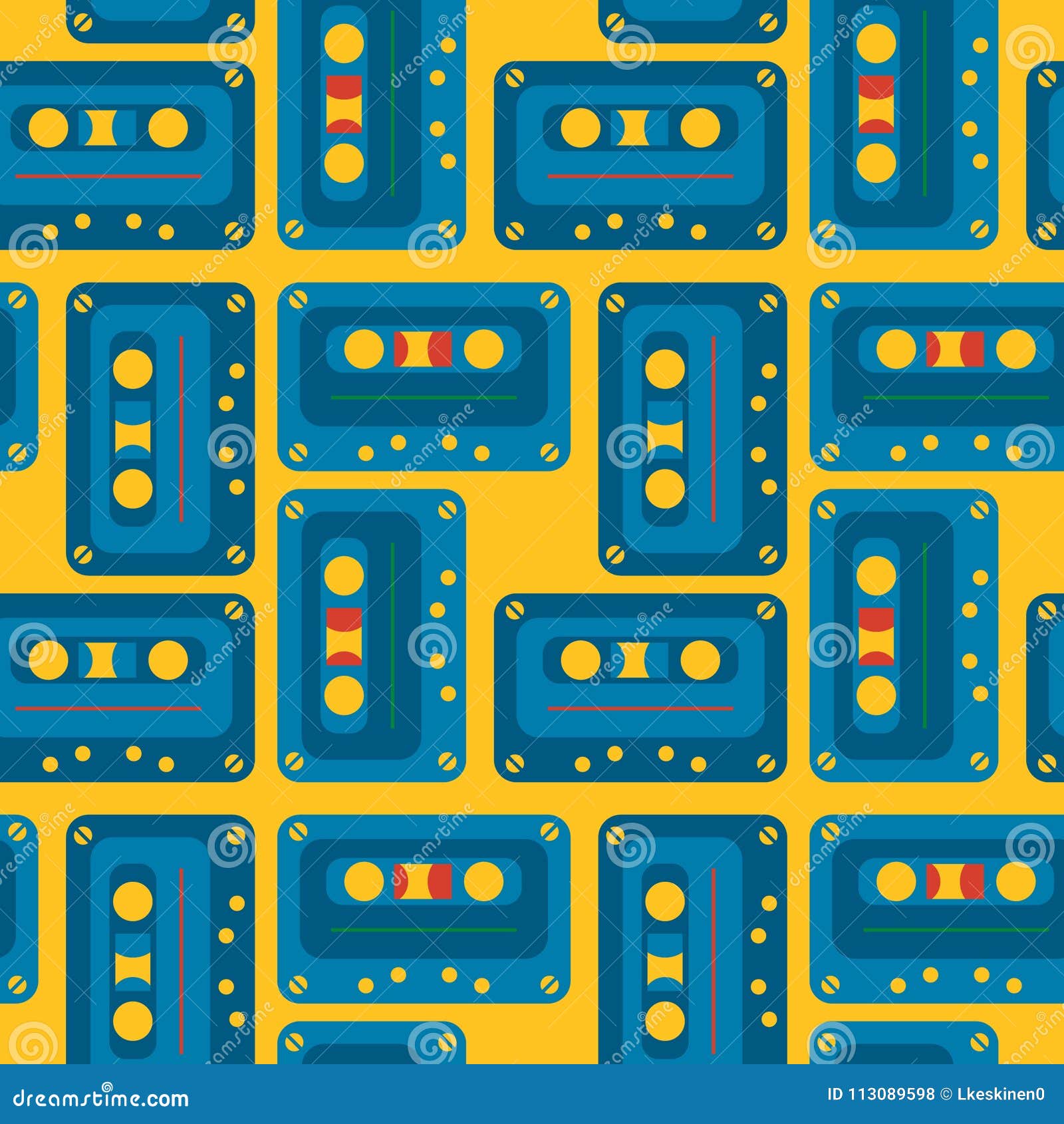 Cassette Tapes Order Grid Seamless Pattern Stock Vector - Illustration ...