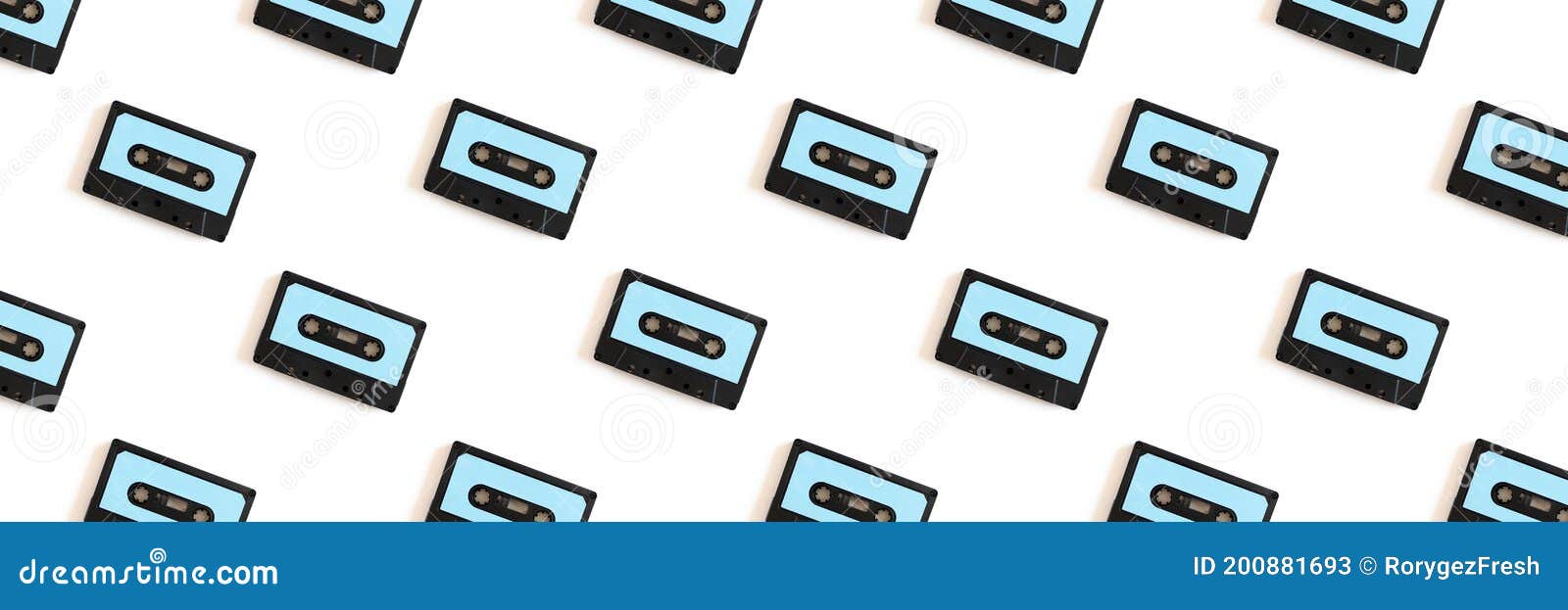 Banner with Cassette Tapes Pattern on a White Background Stock Image ...