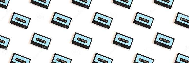 Banner with Cassette Tapes Pattern on a White Background Stock Image ...
