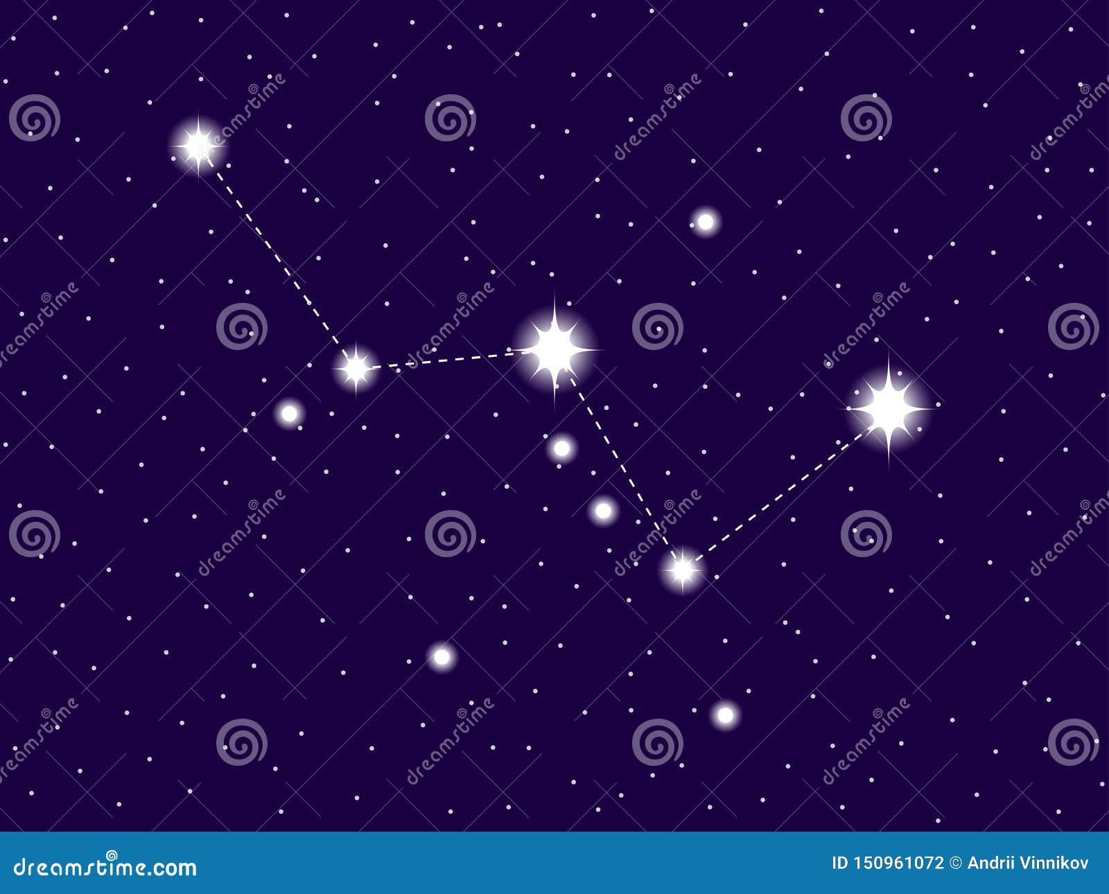 Cassiopeia Constellation. Bright Stars in the Night Sky Stock Vector ...