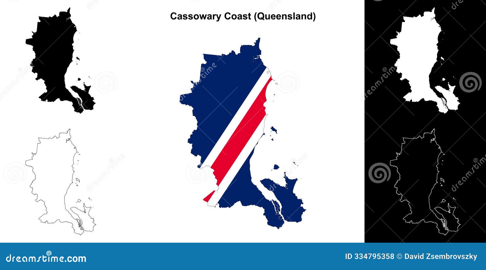 Cassowary Coast Outline Map Vector Illustration | CartoonDealer.com ...