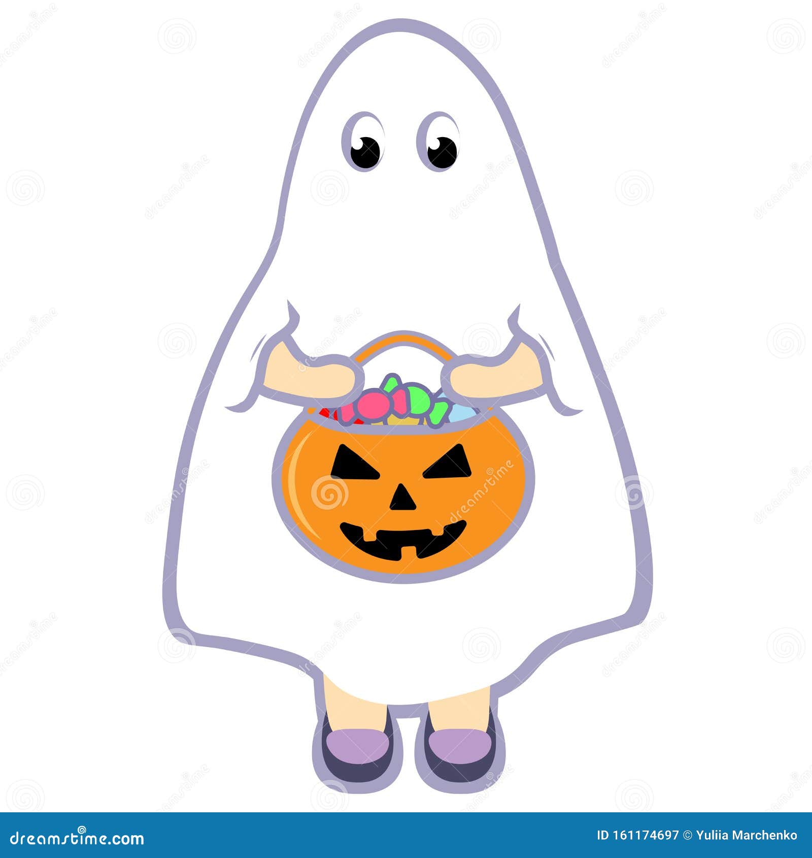Child in Halloween Ghost Costume Stock Vector - Illustration of ...