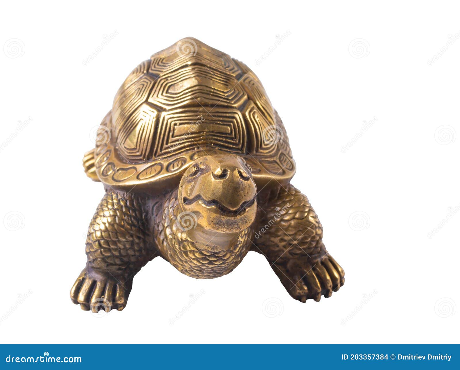 Cast Copper Turtle Isolated On A White Background. Front View. Stock ...