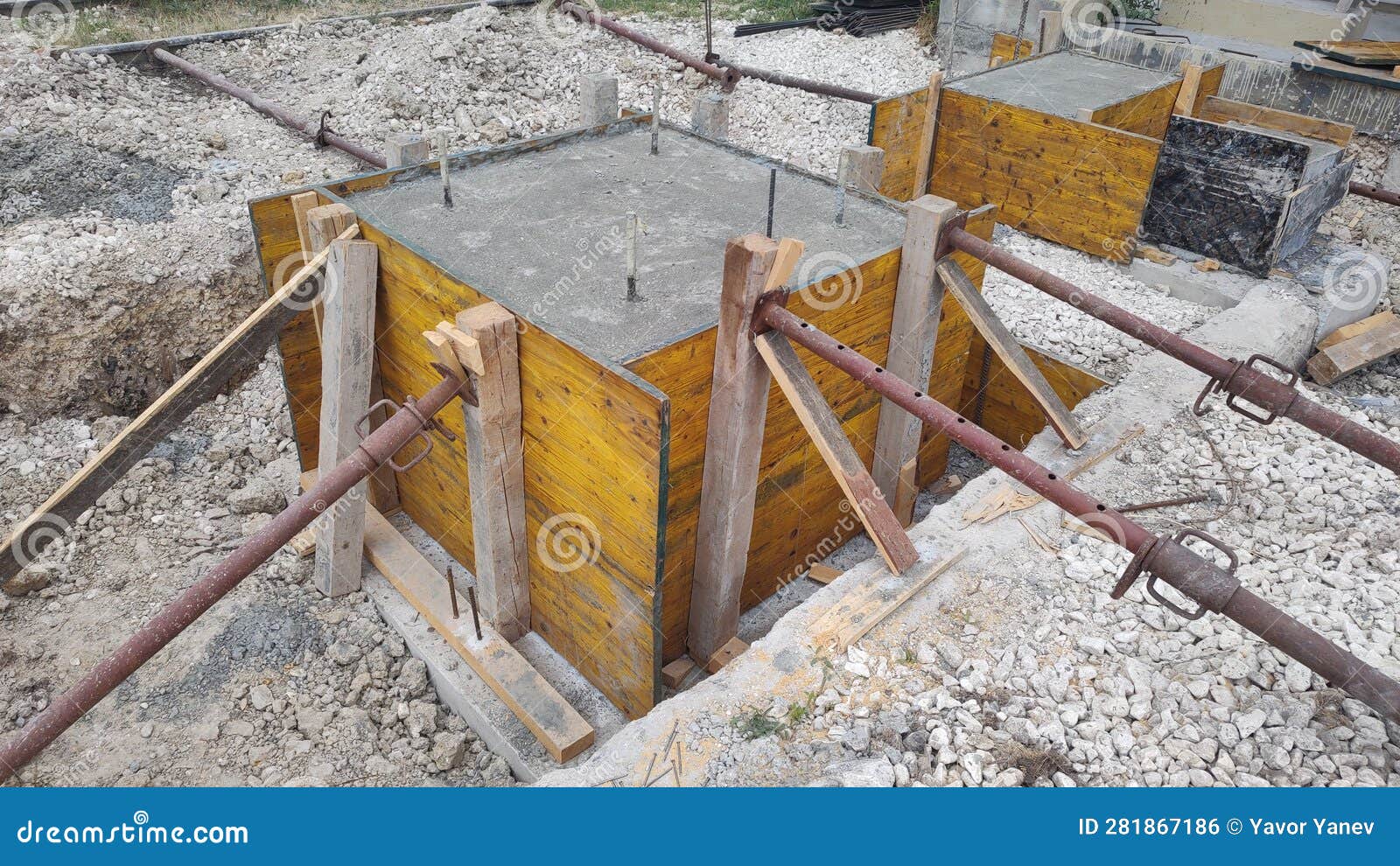 Cast Foundation with Formwork for Technical Equipment. Stock Photo ...