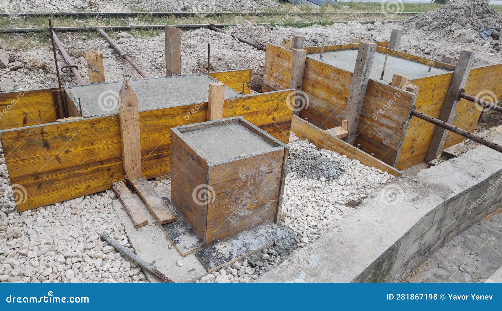 Cast Foundation with Formwork for Technical Equipment. Stock Photo ...
