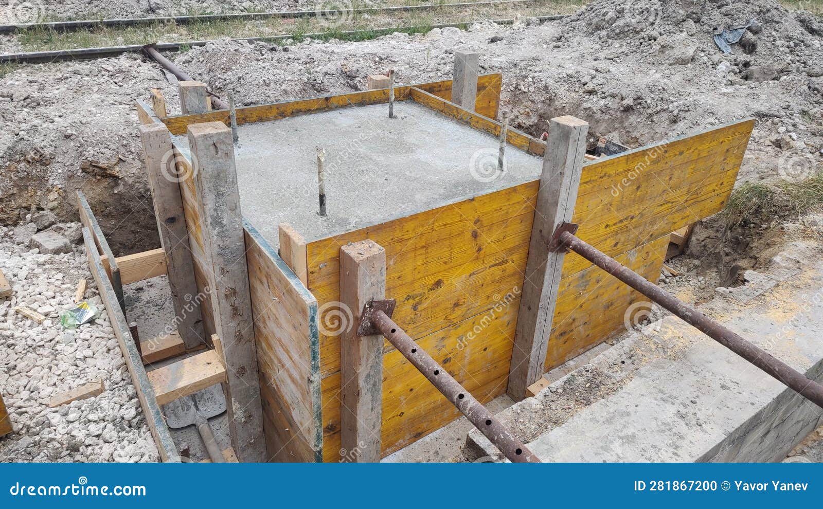 Cast Foundation with Formwork for Technical Equipment. Stock Photo ...