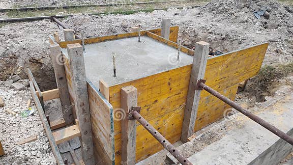 Cast Foundation with Formwork for Technical Equipment. Stock Photo ...