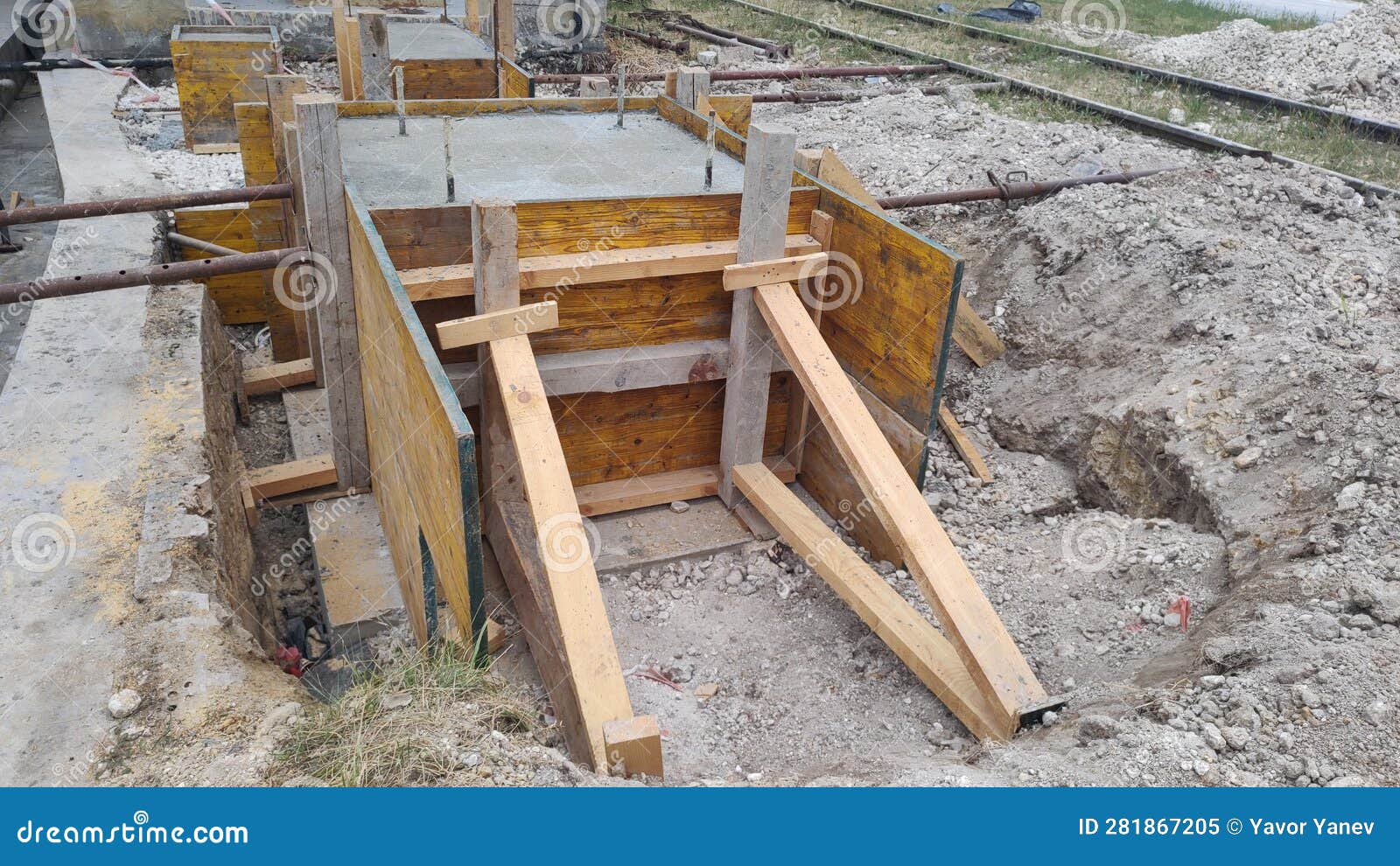 Cast Foundation with Formwork for Technical Equipment. Stock Image ...