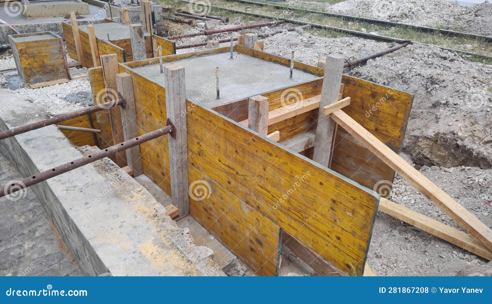 Cast Foundation with Formwork for Technical Equipment. Stock Photo ...