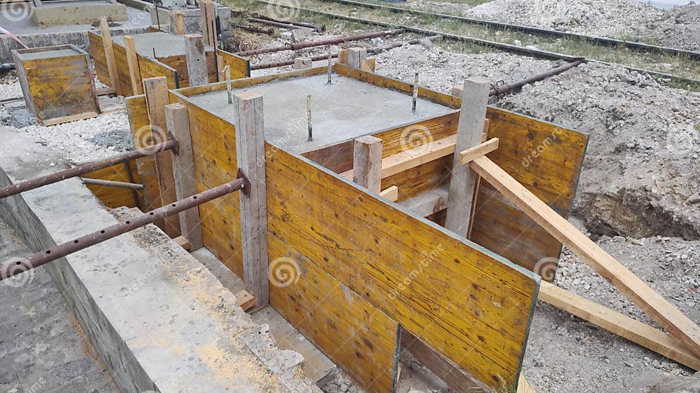 Cast Foundation with Formwork for Technical Equipment. Stock Photo ...