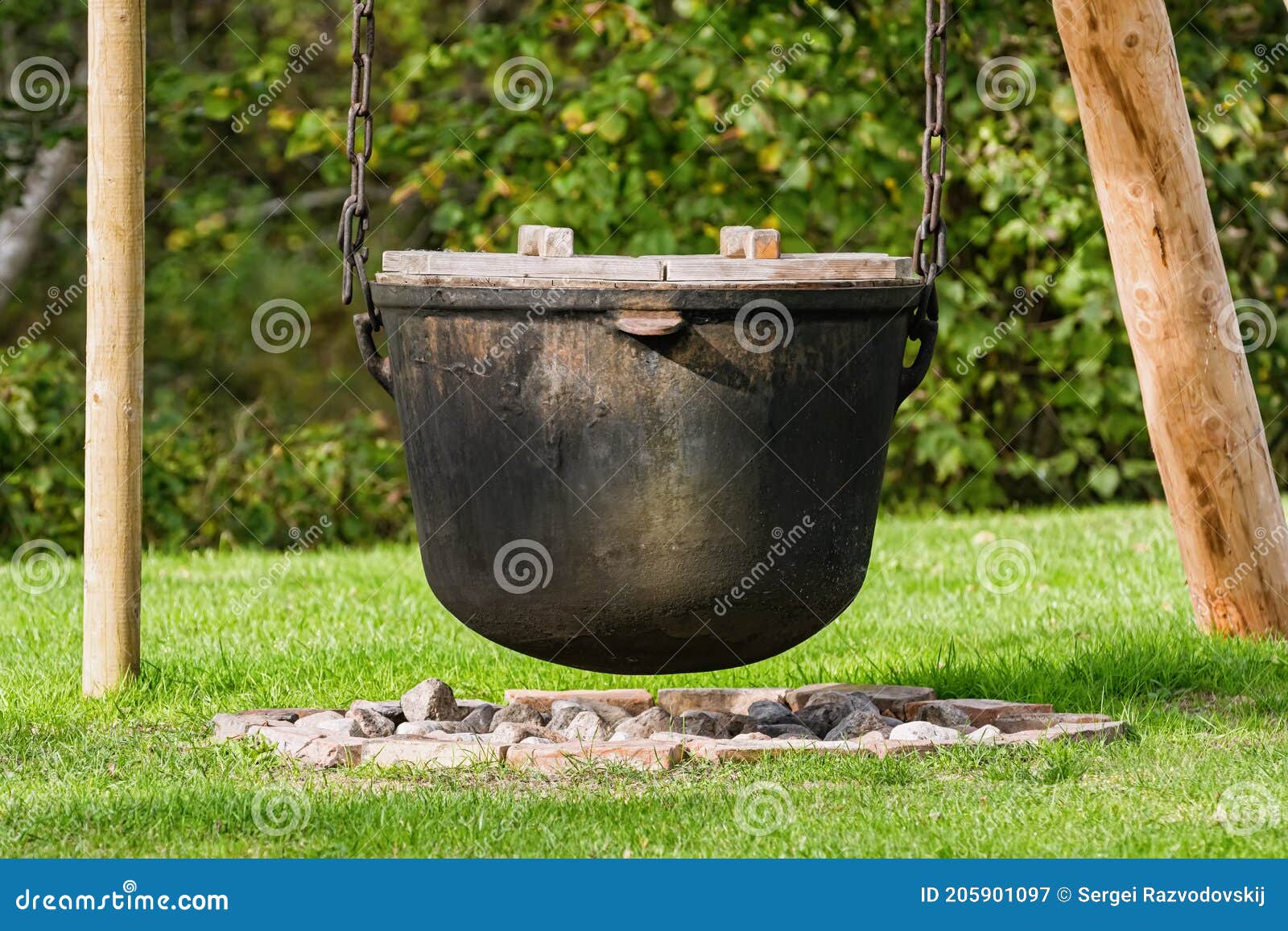 Cast Iron Cooking Caldron stock image. Image of cooking - 205901097