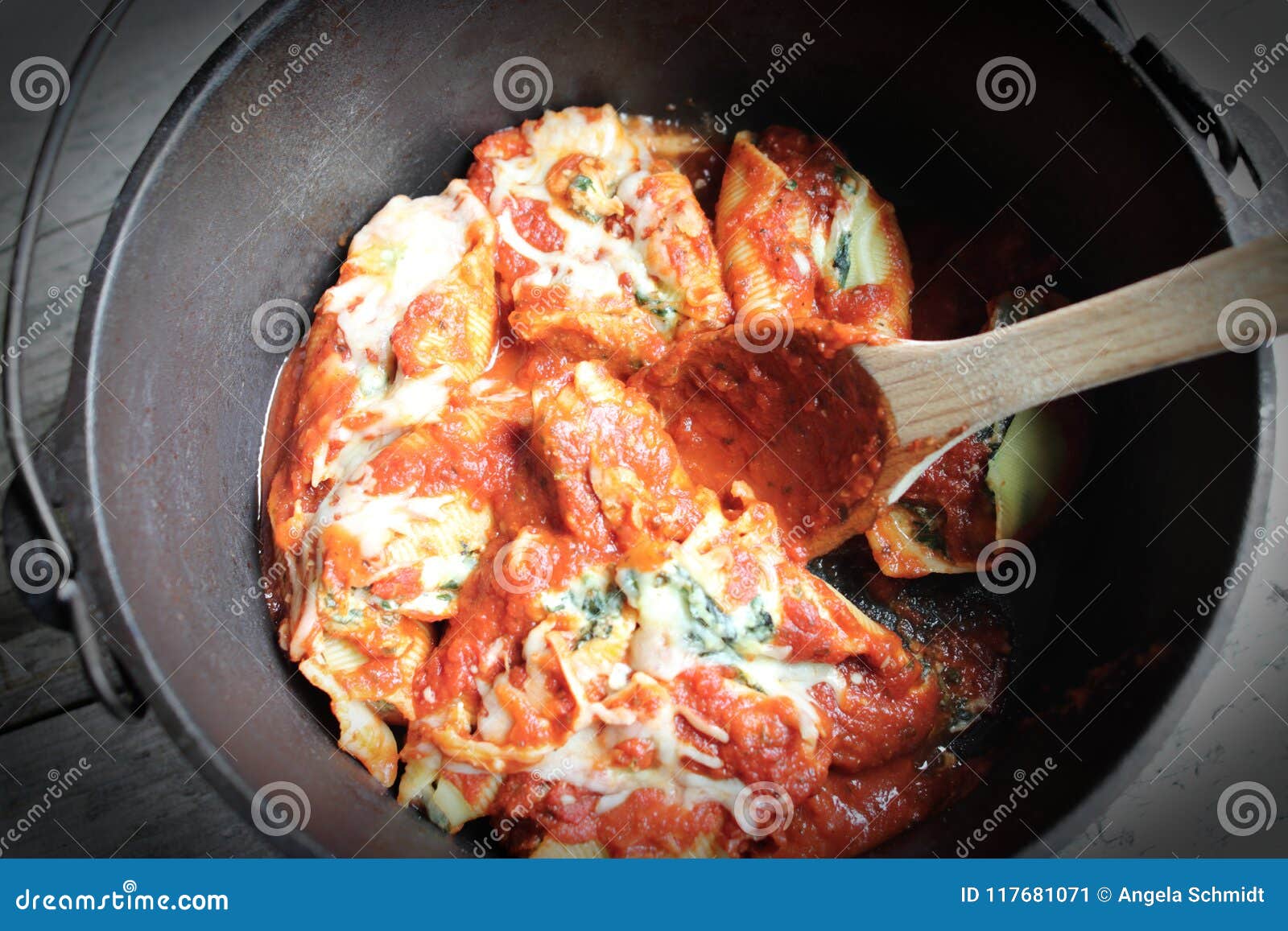 Cast Iron Dutch Oven Stuffed Shells Dinner Royalty-Free Stock ...