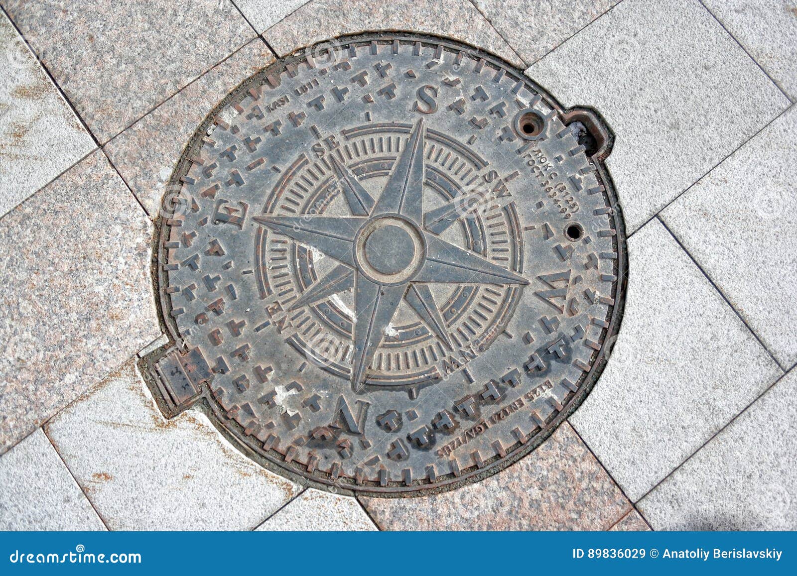 Cast Iron Hatch Stylized Compass Dial Stock Photos - Free & Royalty ...