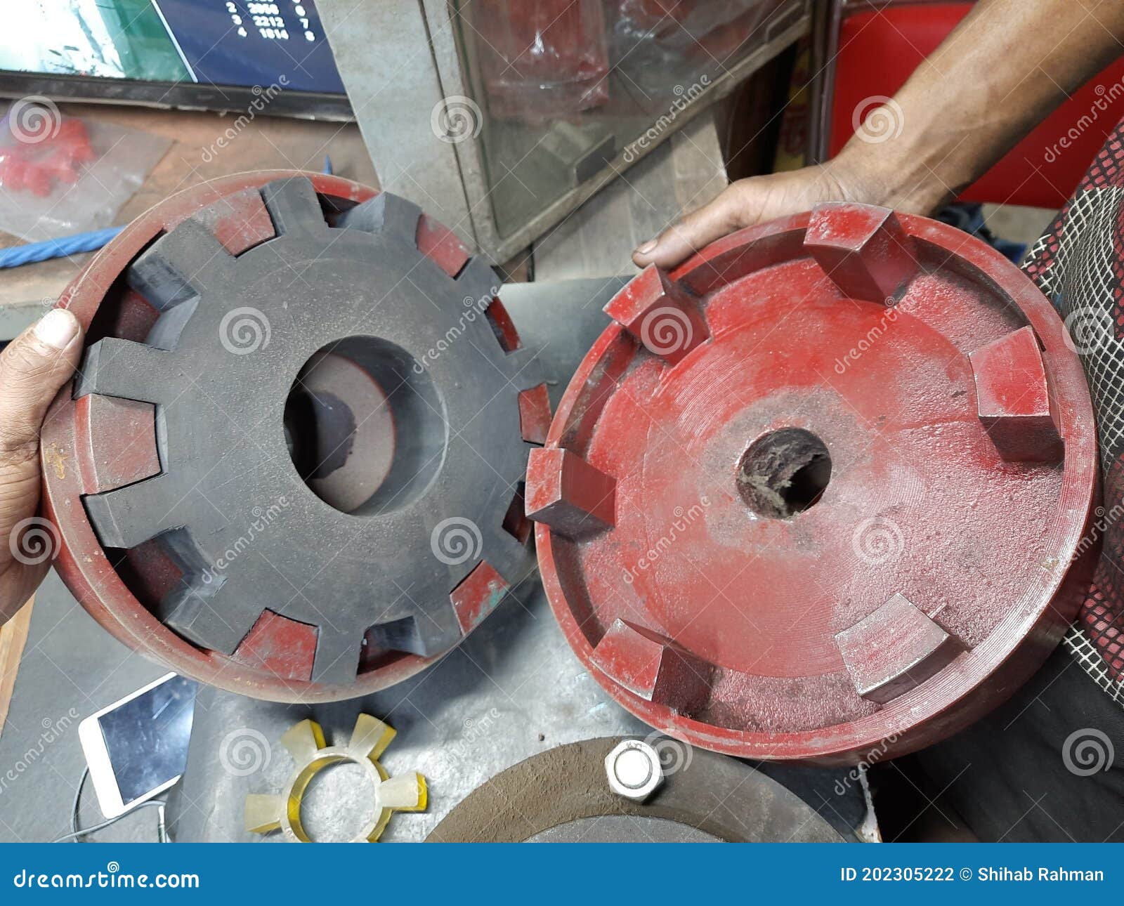 Cast Iron Mechanical Coupling with Rubber Stock Photo - Image of ...