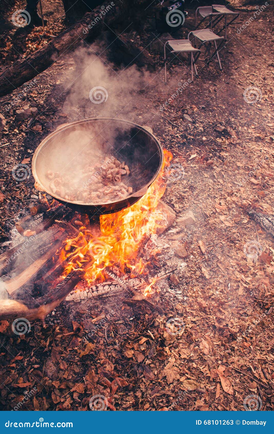 Cast Iron Pot Outdoors, Cooking on a Fire. Stock Image - Image of ...