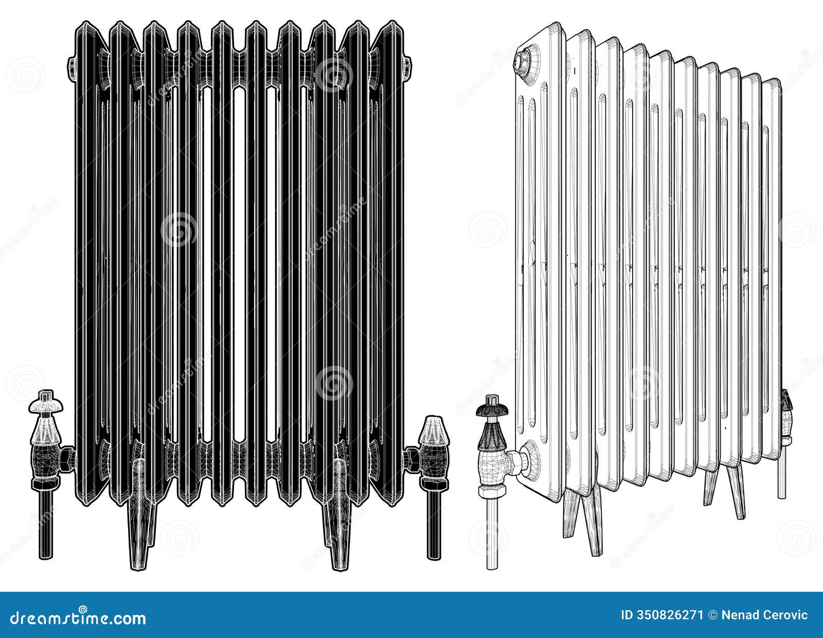 Cast Iron Radiator Vector. Central Heating Radiator Illustration ...