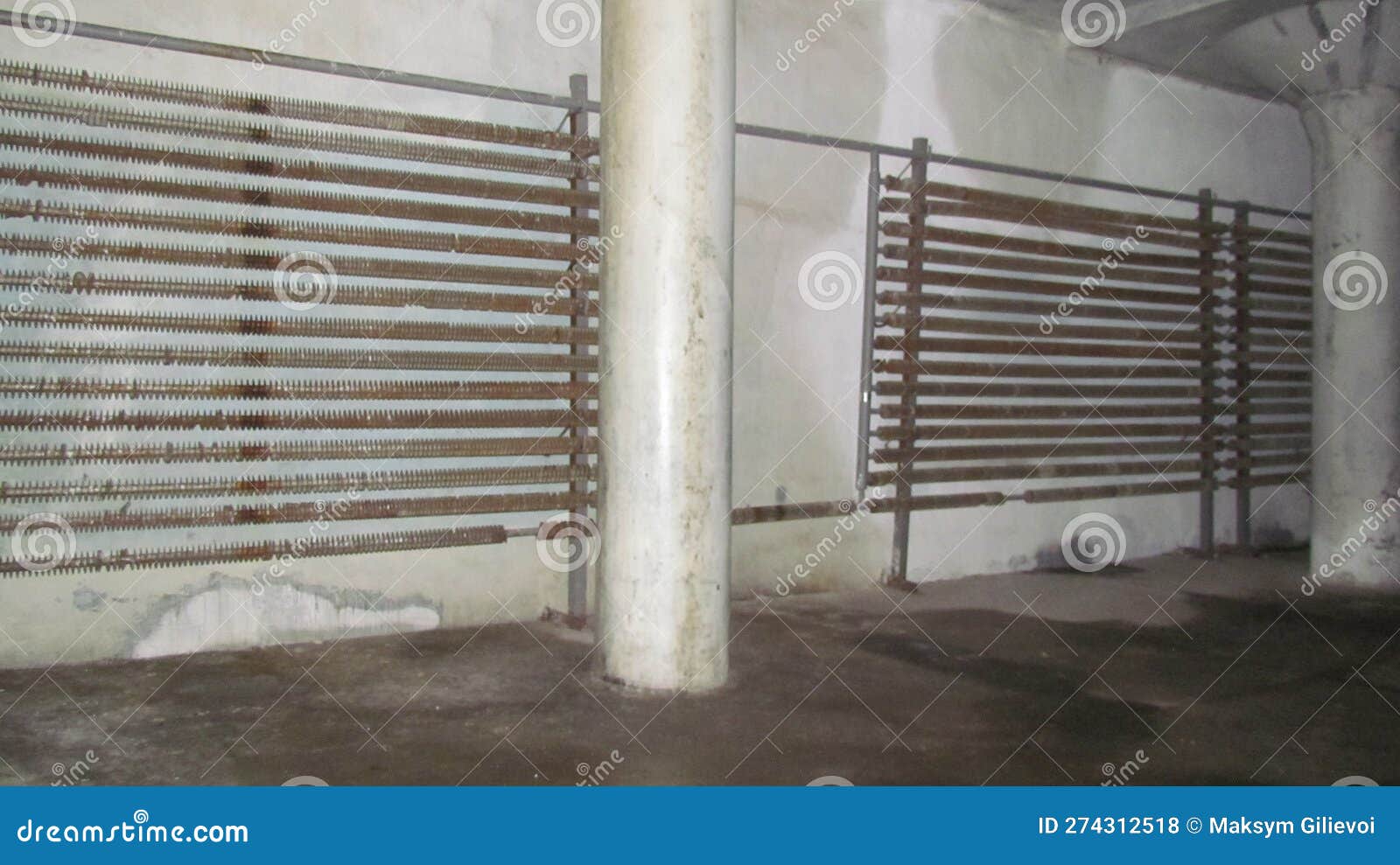 Cast Iron Radiators. Rusty Warehouse Batteries. Stock Stock Photo ...