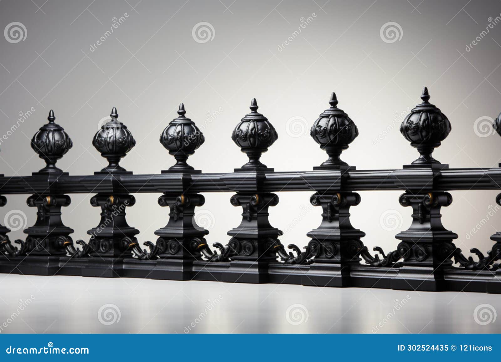 Cast Iron Railing on White Background Stock Illustration - Illustration ...