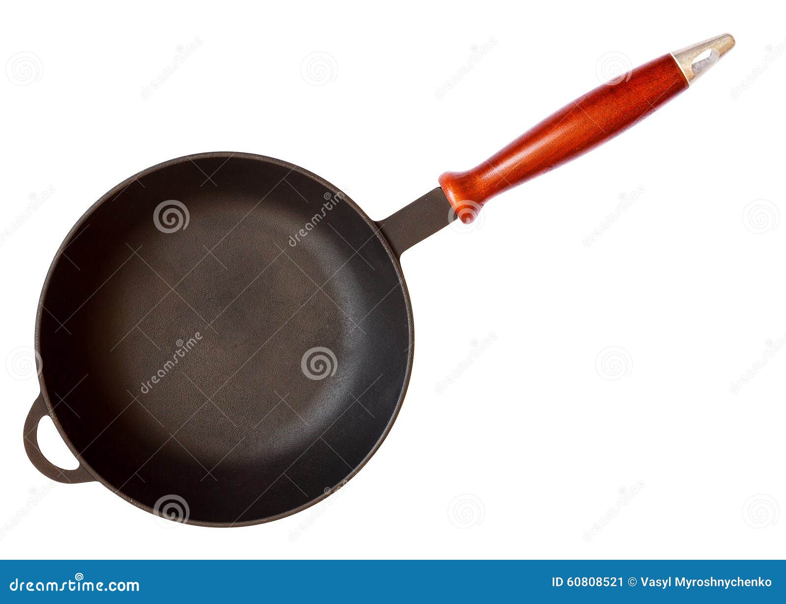 Cast Iron Skillet with Wooden Handle Stock Image - Image of metal ...