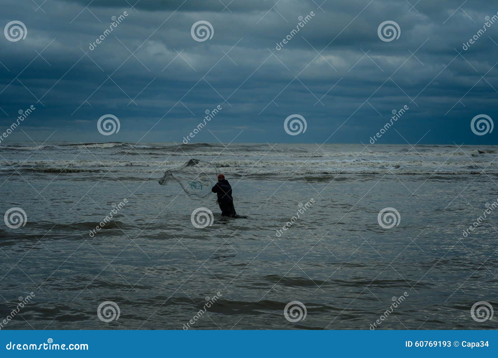 Cast Net Fishing on Black Sea Editorial Stock Photo - Image of ...