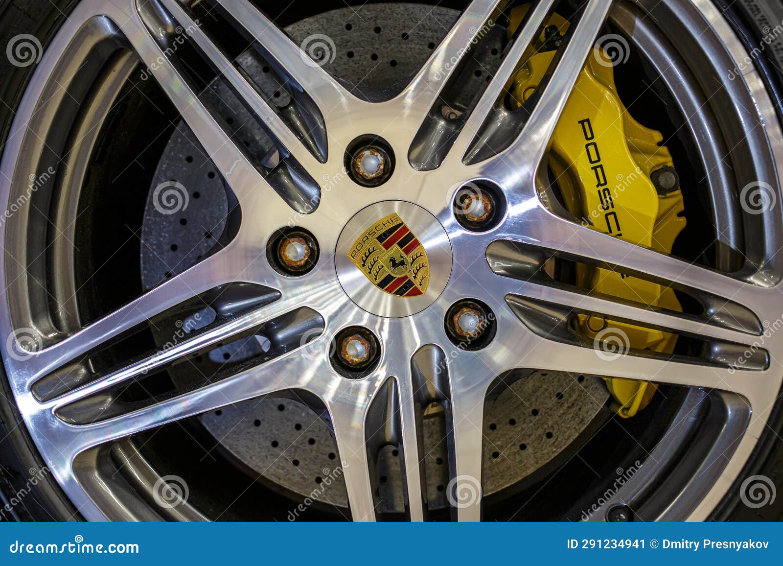 Cast Porsche 911disc Close-up with Caliper and Brake Pads. Editorial ...