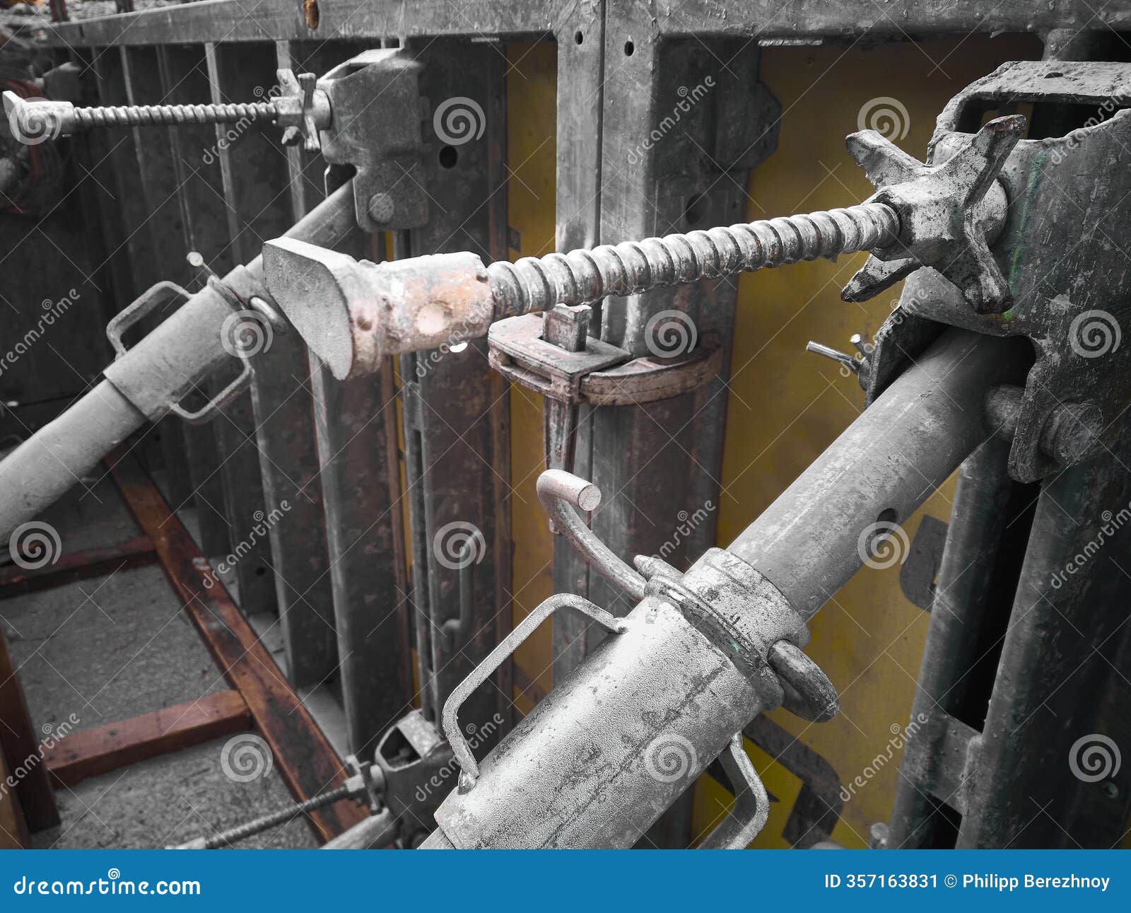 Metal Props Hold Formwork at Construction Site Stock Image - Image of ...