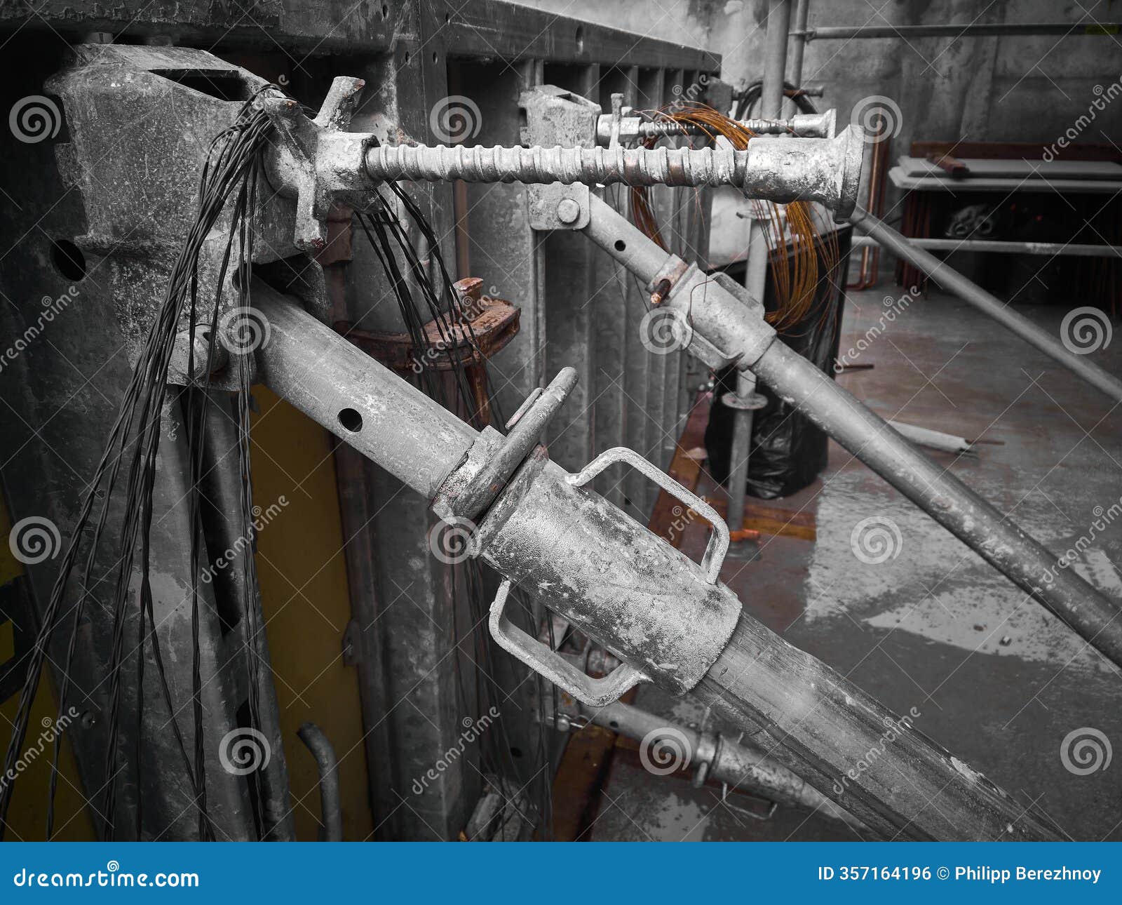 Metal Props Hold Formwork at Construction Site Stock Photo - Image of ...