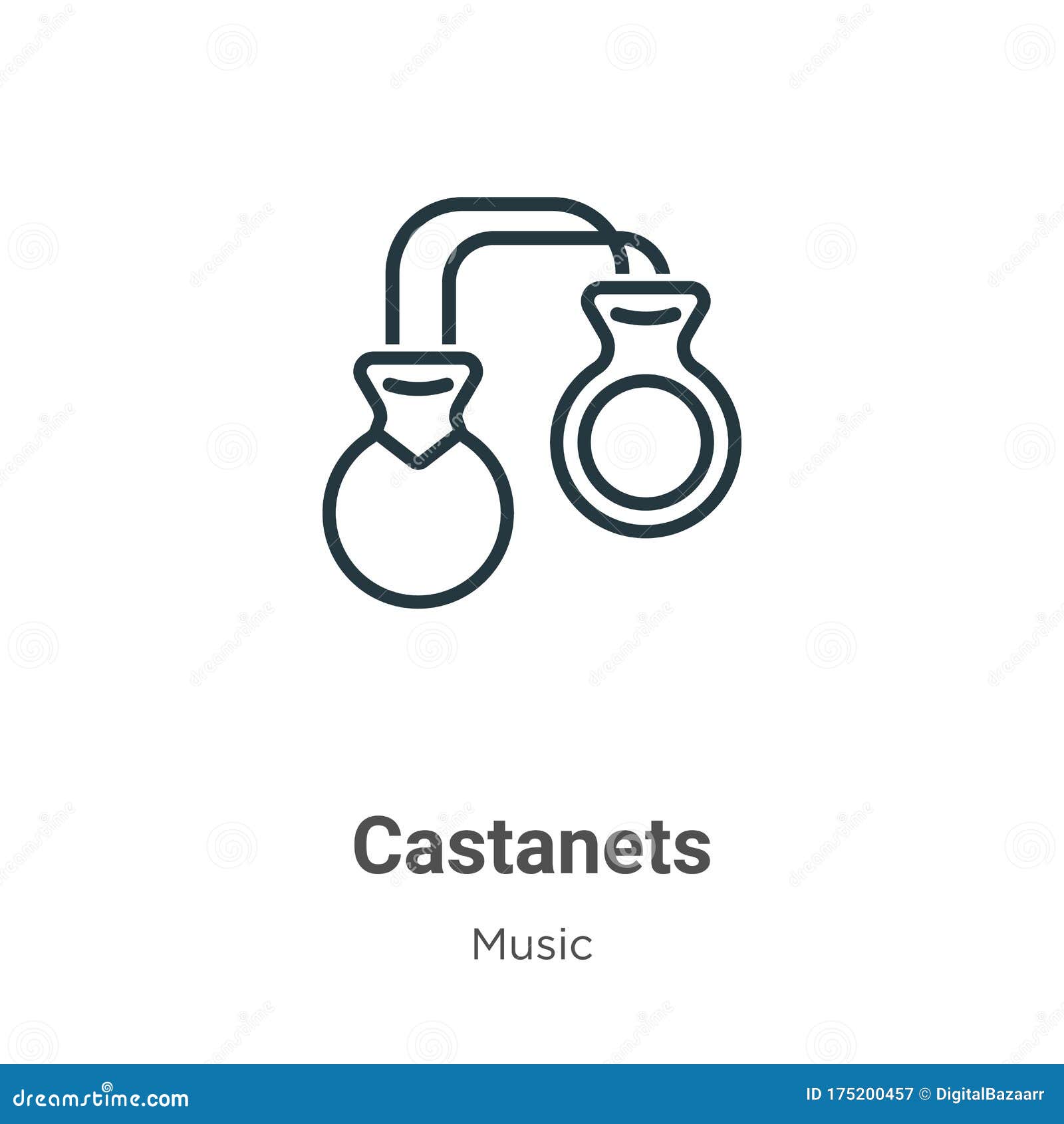 Castanets Outline Vector Icon. Thin Line Black Castanets Icon, Flat ...