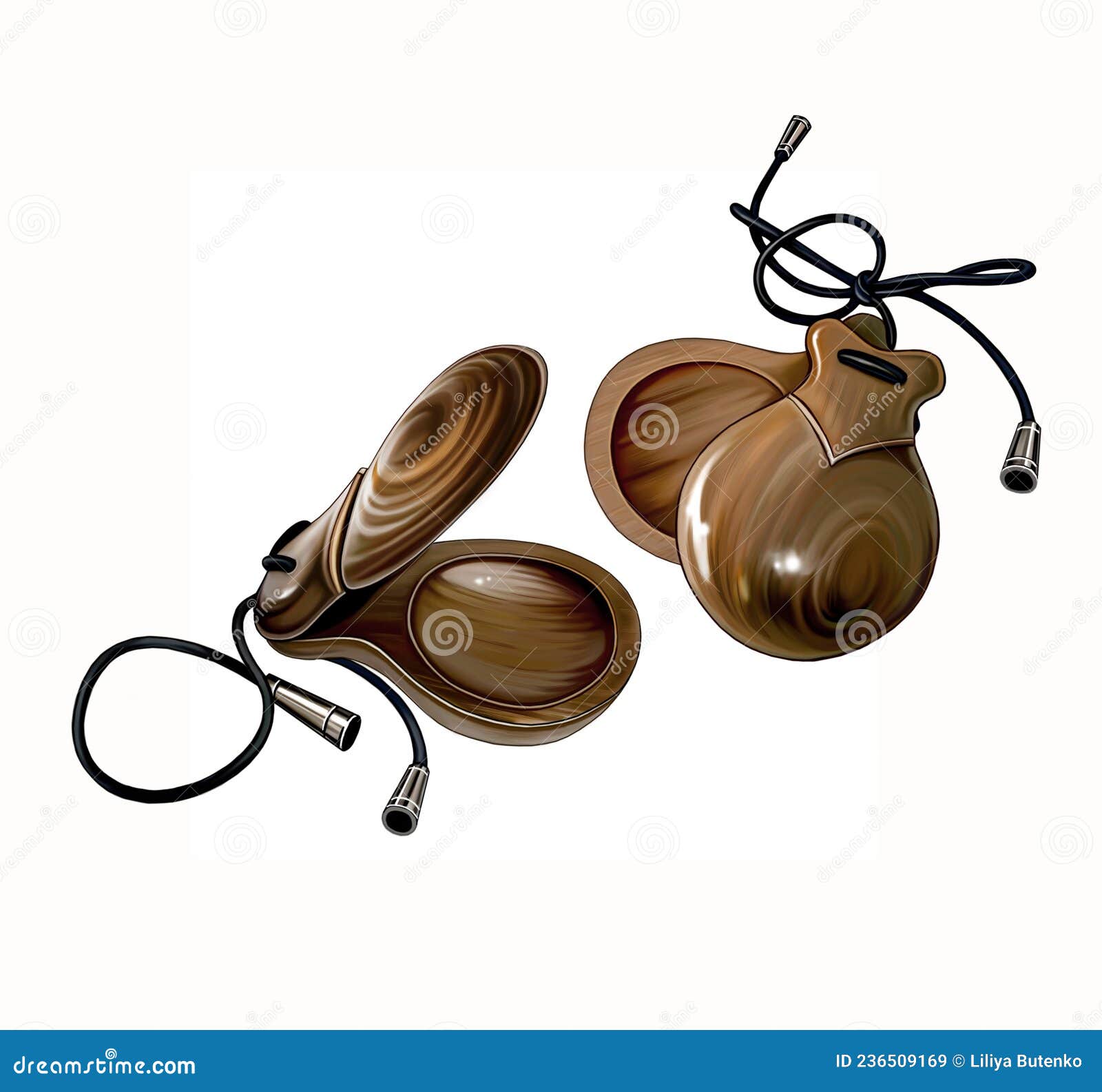 Castanets Percussion Musical Instrument, Flat Vector Illustration ...