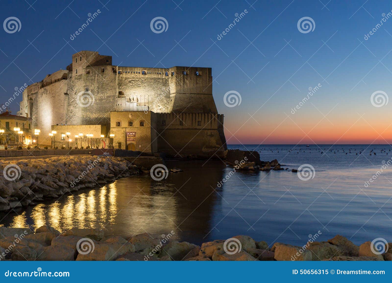 Castel dell Ovo in Naples. stock image. Image of history - 50656315