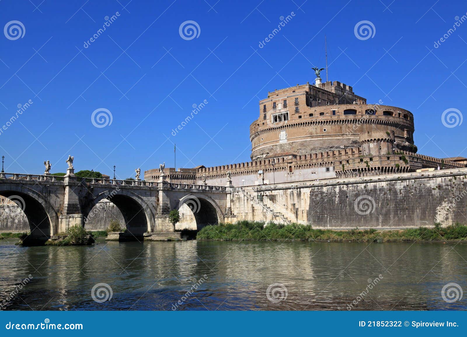 Castel Saint Angelo and Tiber River Stock Photo - Image of sant, roman ...