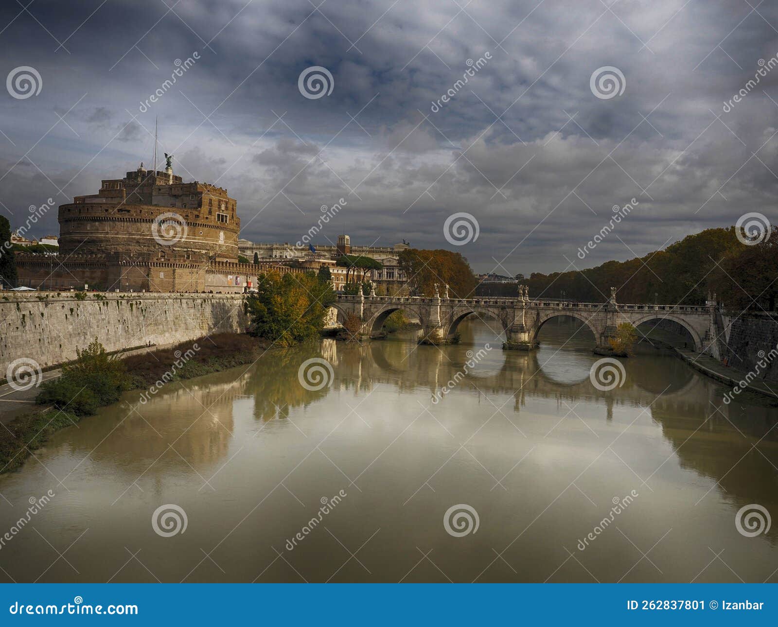 Castel Sant`Angelo and the Sant`Angelo Bridge during Sunny Day in Rome ...