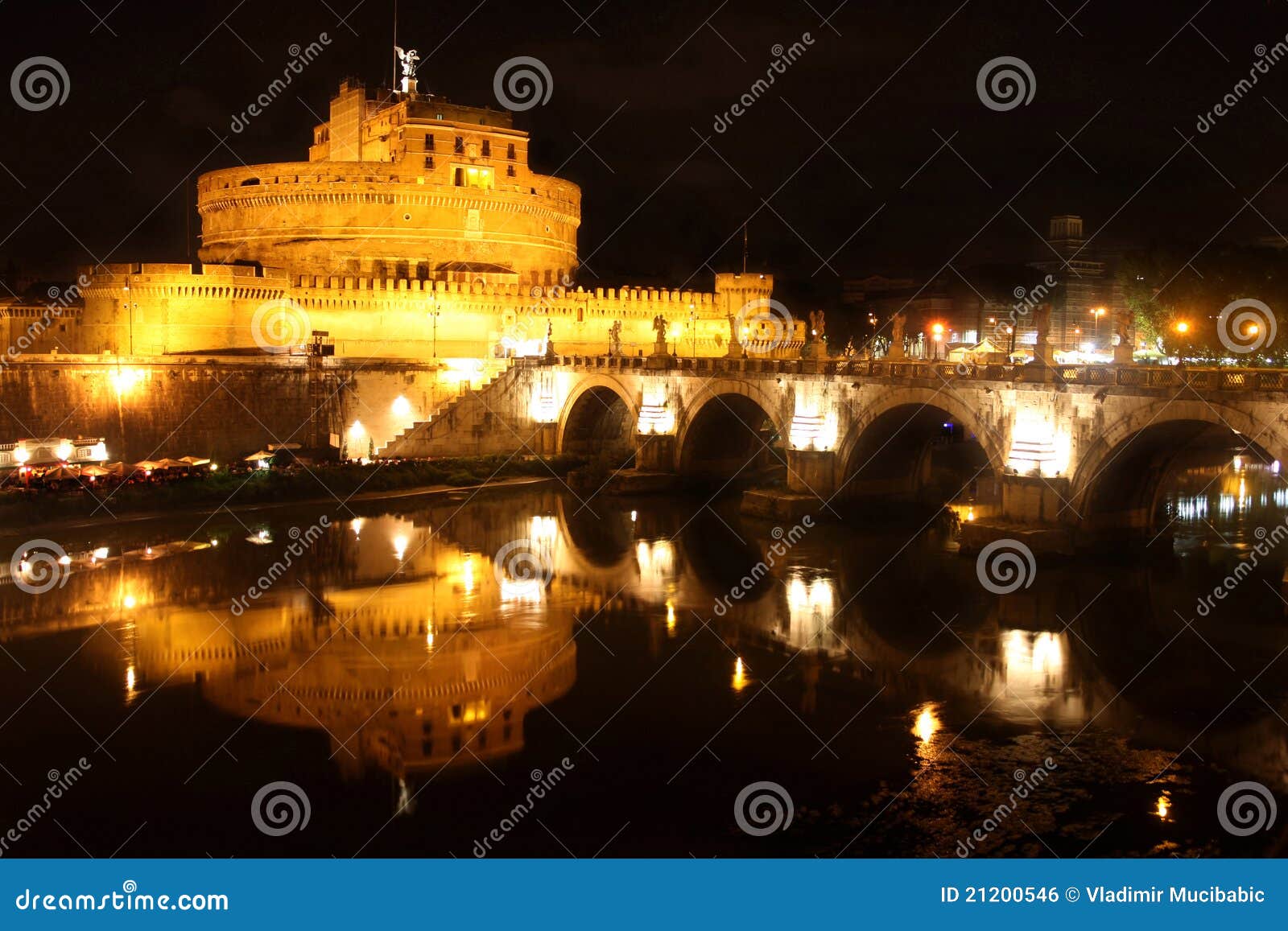 Castel Sant Angelo Night in Rome, Italy Stock Photo - Image of italian ...