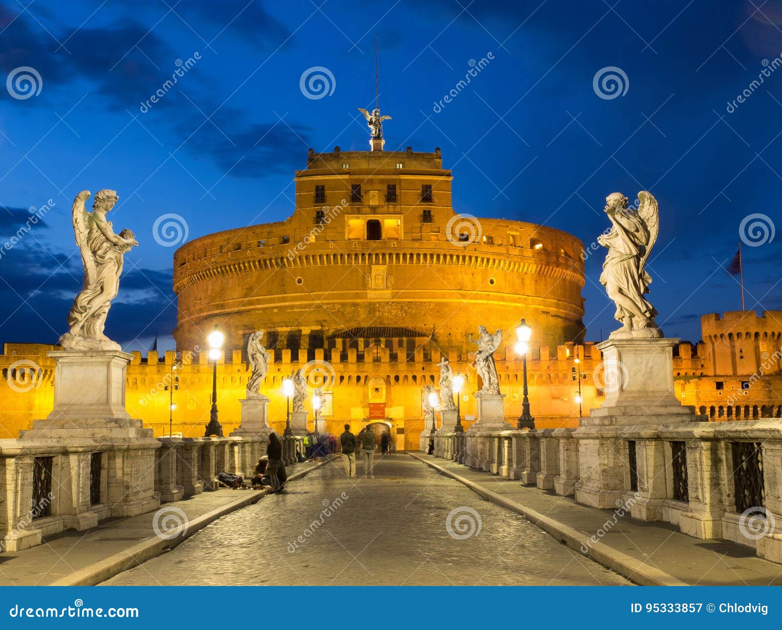 Castel Sant` Angelo in Rome at Night Stock Image - Image of bernini ...