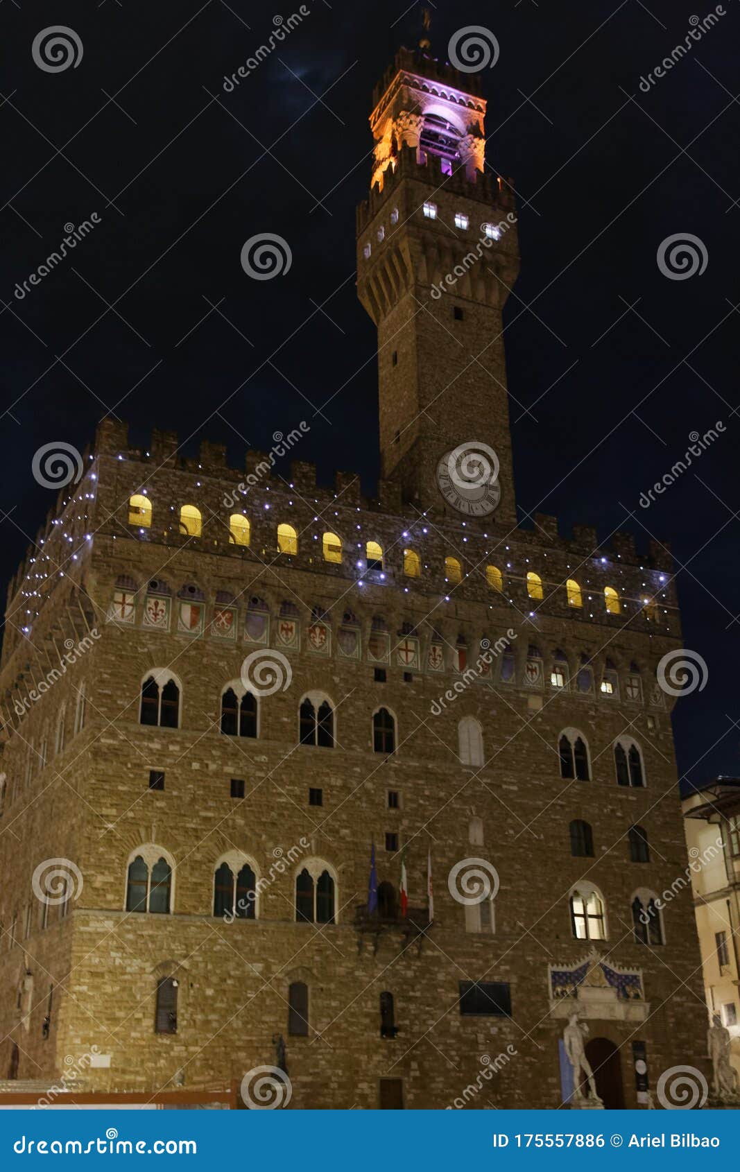 Castel Vecchio in Florence Firenze at Night Italy Stock Photo - Image ...
