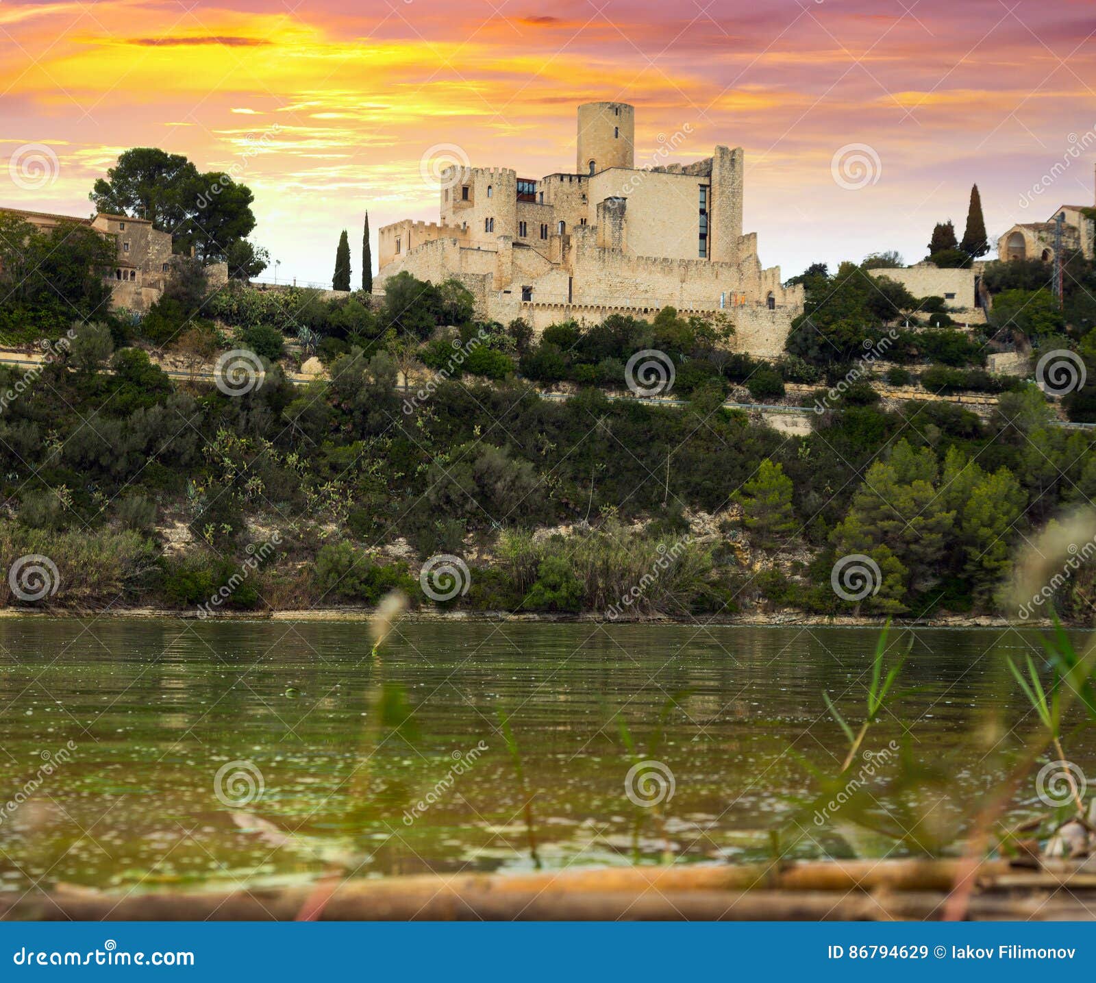 Castellet Castle view stock image. Image of river, hills - 86794629