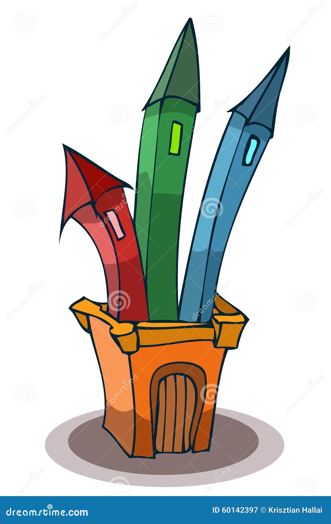 Castello Antico Stilizzato Con Tre Torri Illustrazione Vettoriale ...