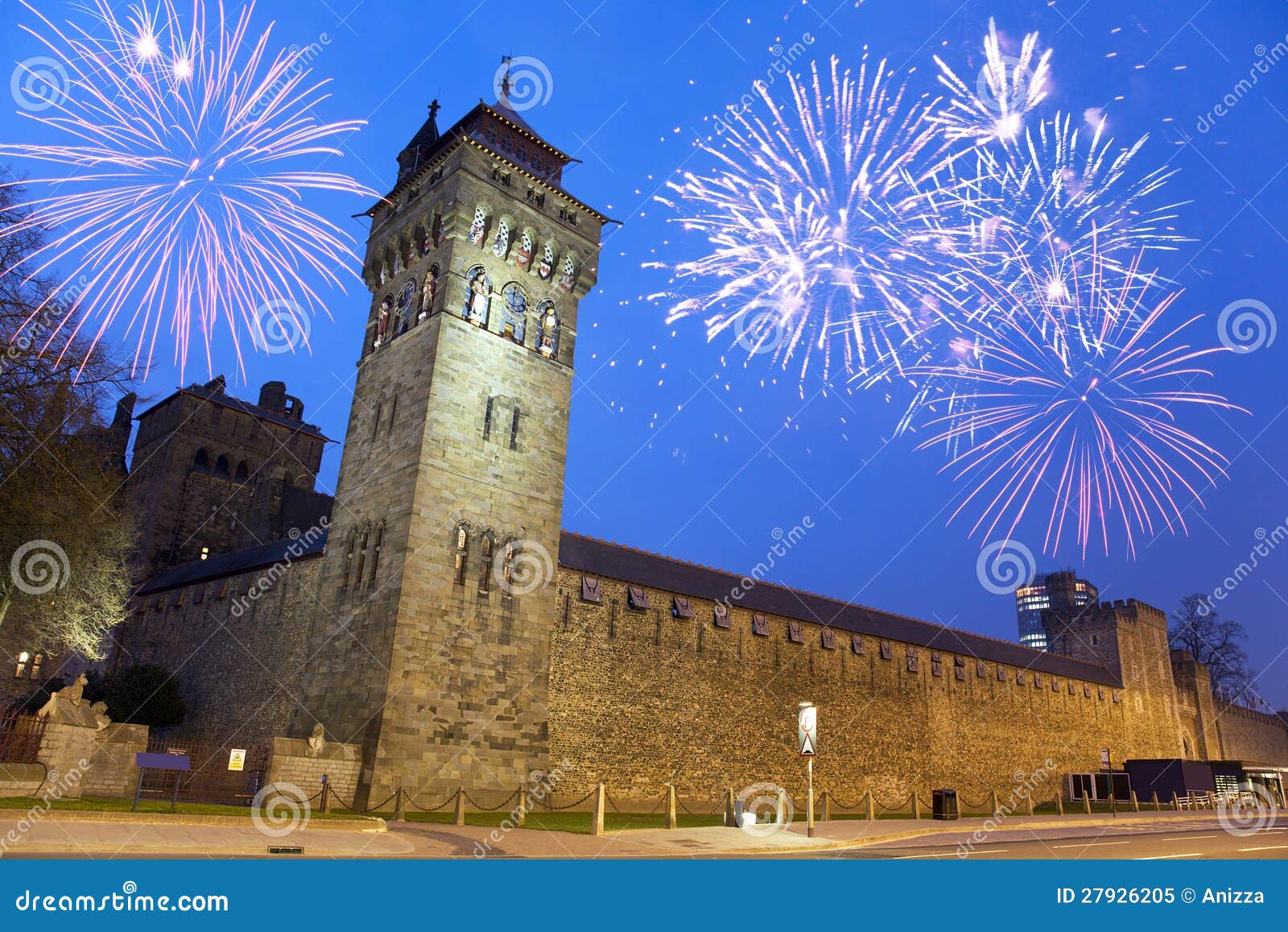 Castello Di Cardiff Alla Notte Immagine Stock - Immagine di ...
